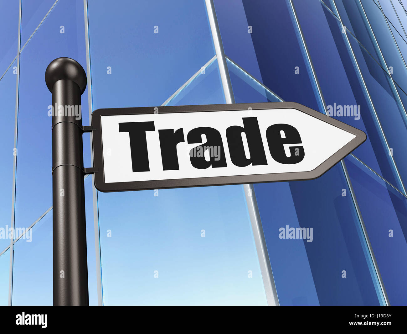 Finance concept: sign Trade on Building background Stock Photo - Alamy