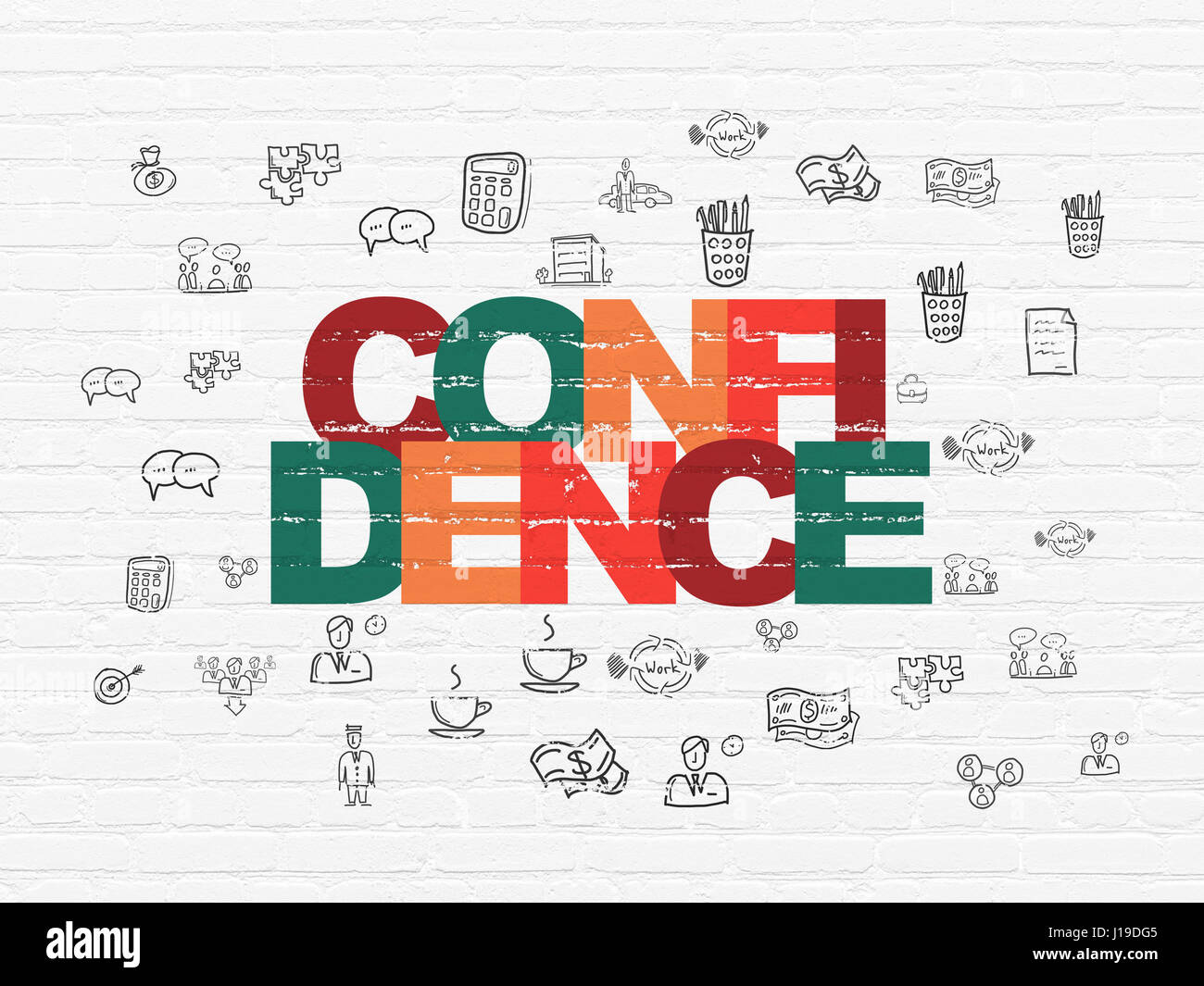 Business concept: Confidence on wall background Stock Photo - Alamy