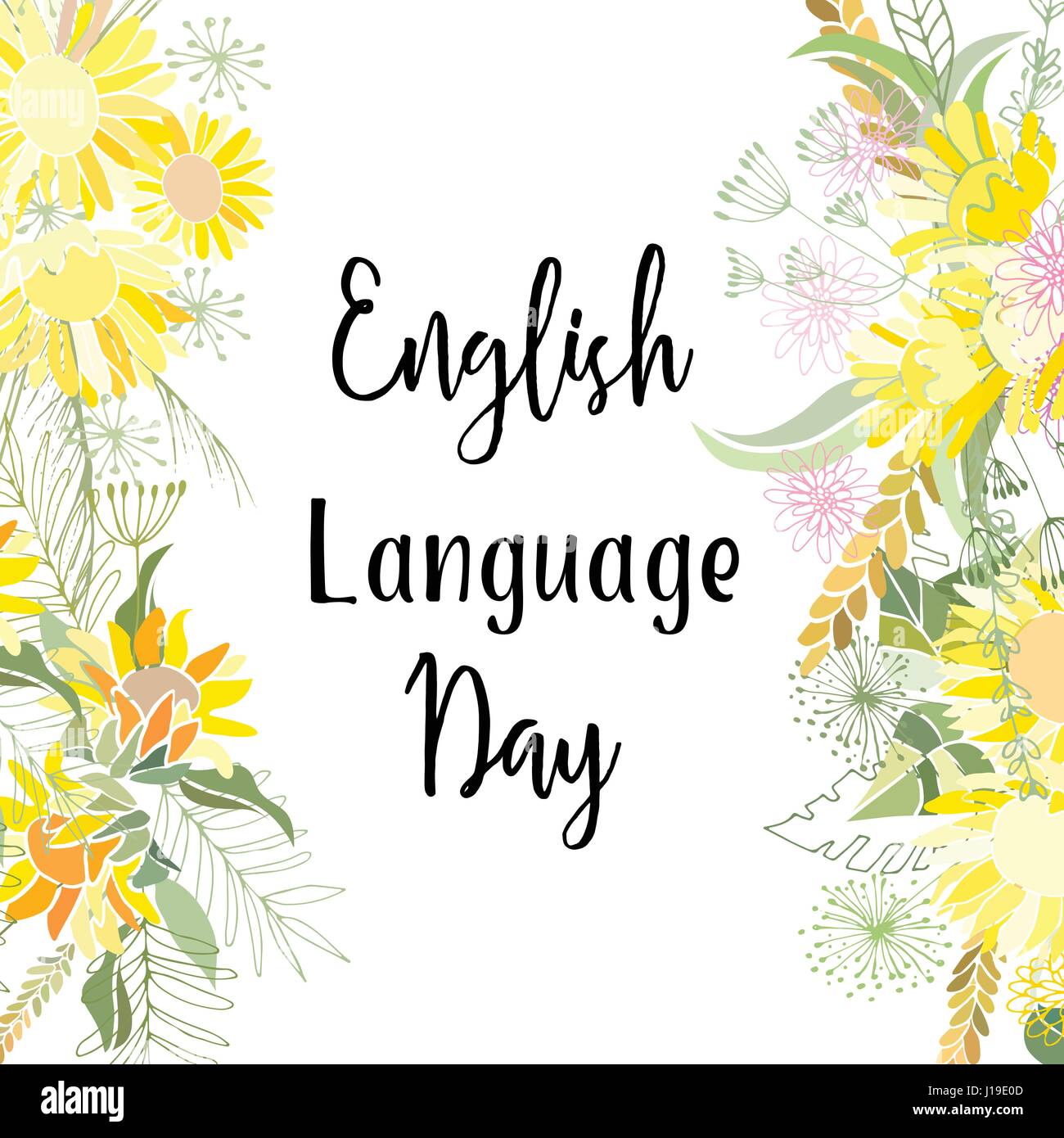 Greeting card of the English Language Day. Abstract background Stock ...