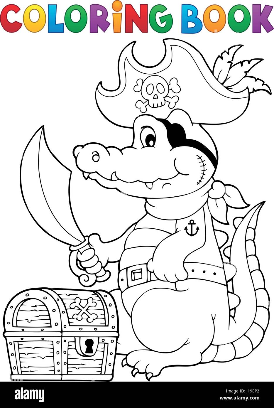 Coloring book pirate crocodile - eps10 vector illustration Stock Vector ...