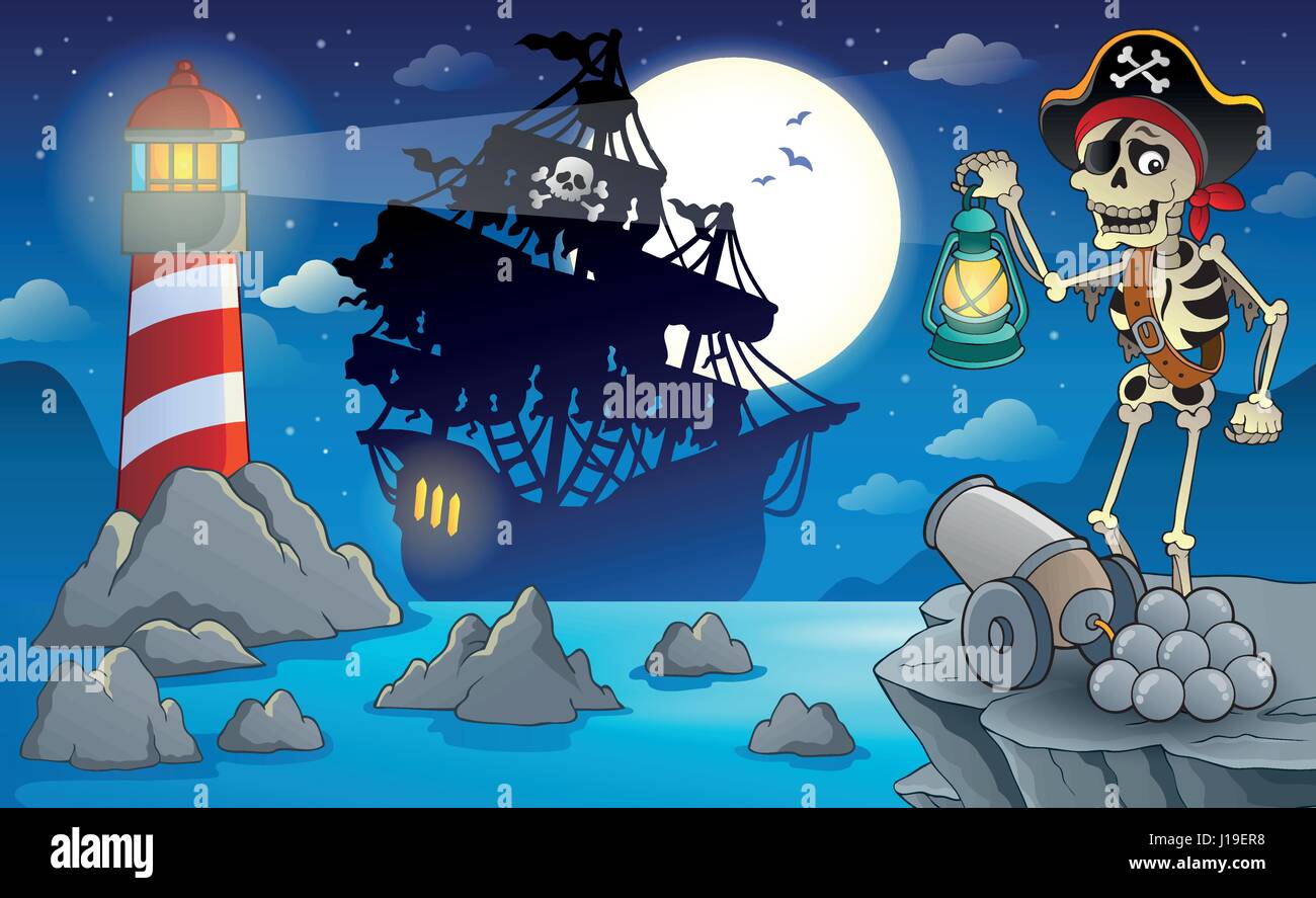 Night pirate scenery 2 - eps10 vector illustration Stock Vector Image ...