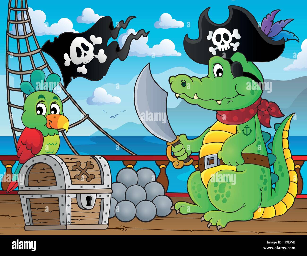Pirate crocodile theme 2 - eps10 vector illustration Stock Vector Image ...