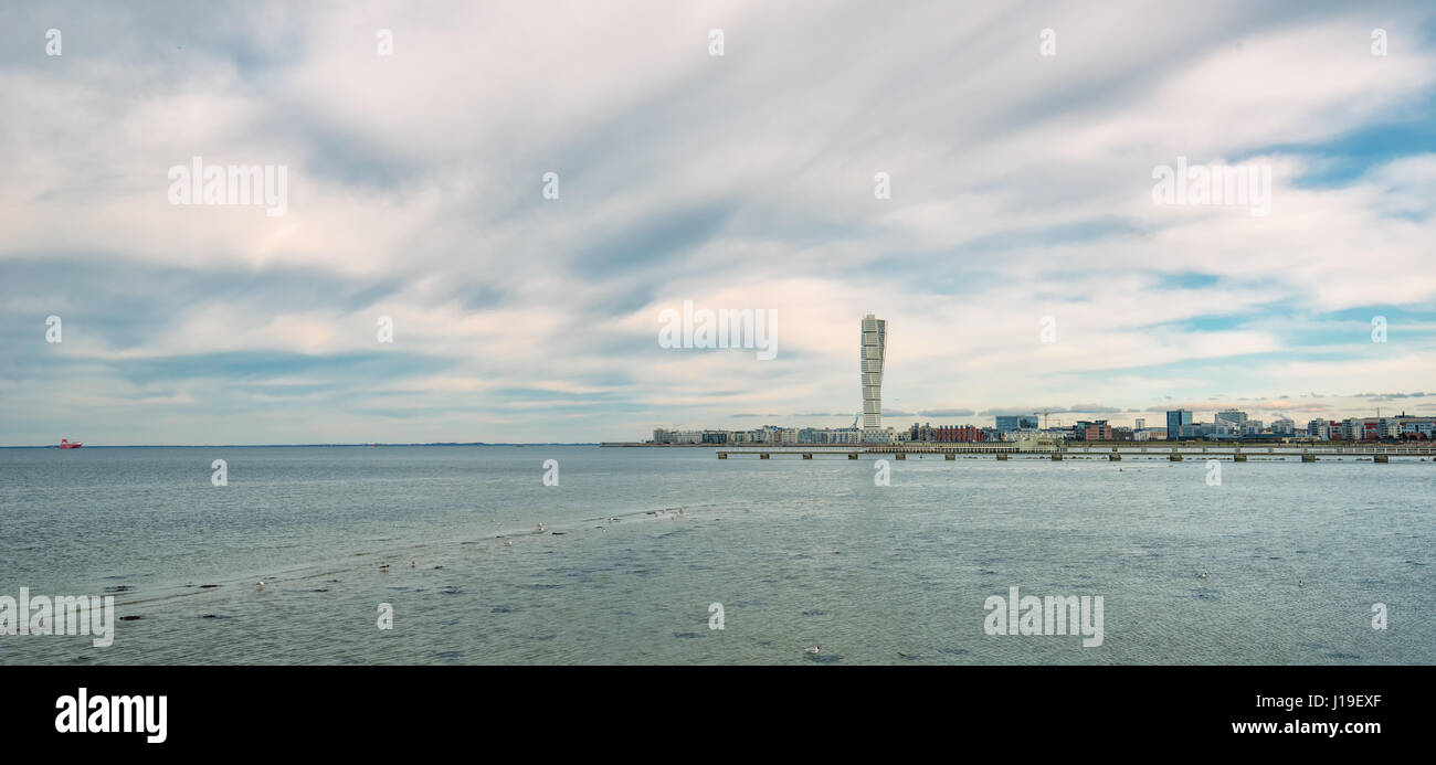 MALMO, SWEDEN - MARCH 12, 2017: Malmo West harbour area with Turning ...