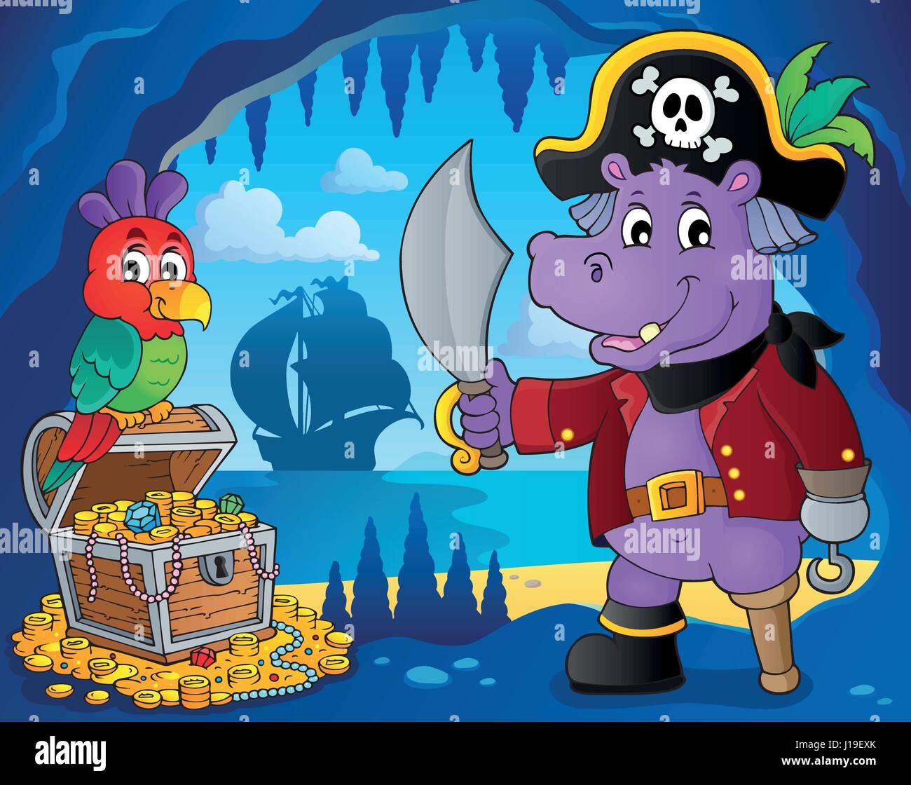 Pirate hippo theme 4 - eps10 vector illustration Stock Vector Image ...