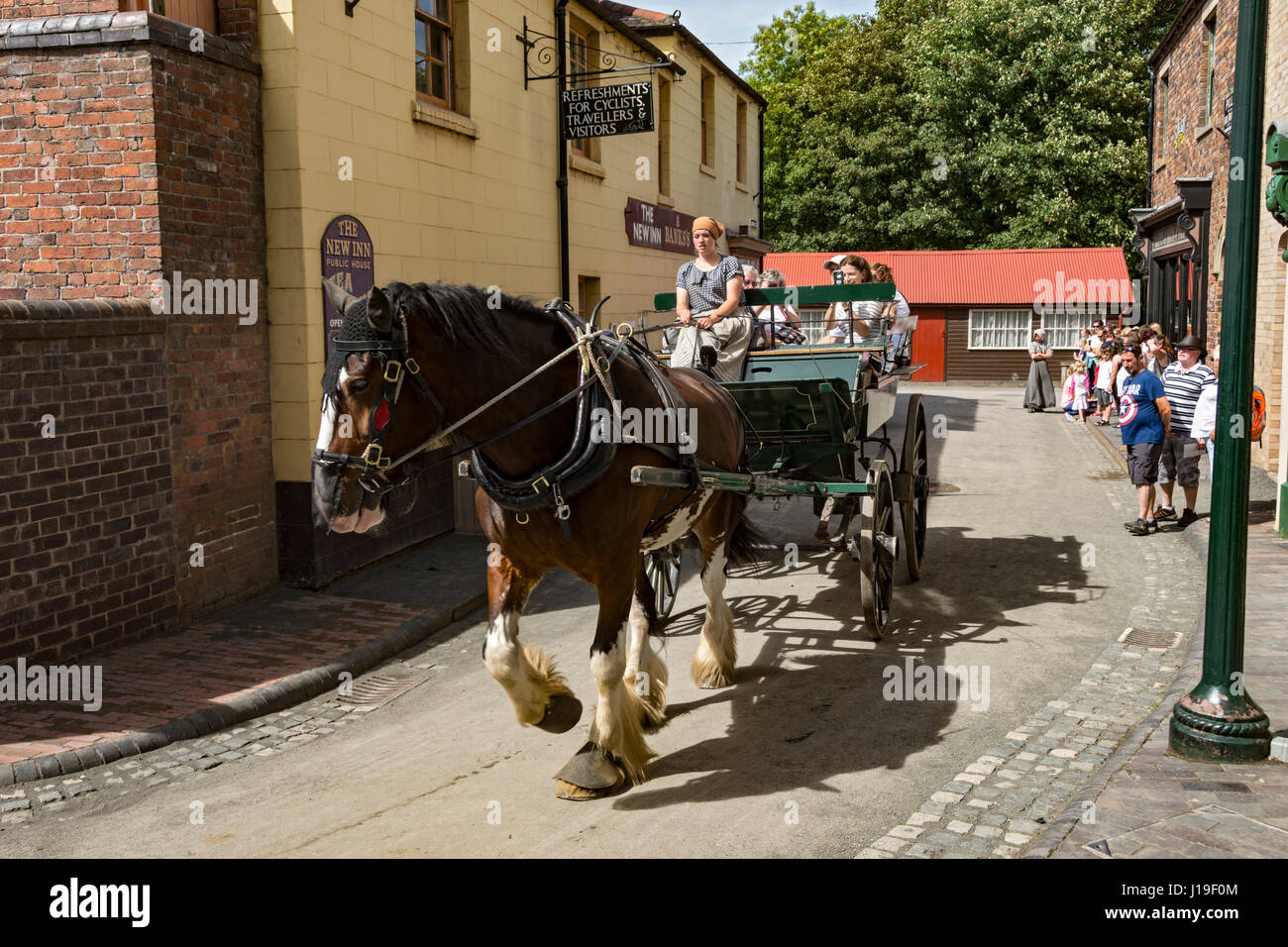 Casey the shire horse pulling a passenger carriage at the Blists Hill ...