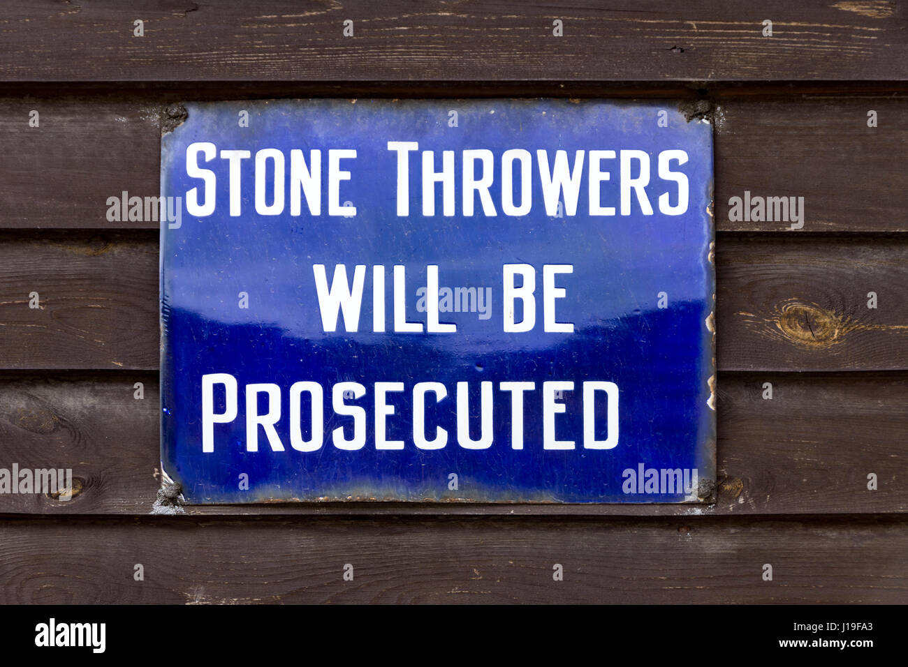 Vintage warning sign at the Blists Hill Victorian Town, near Madeley ...