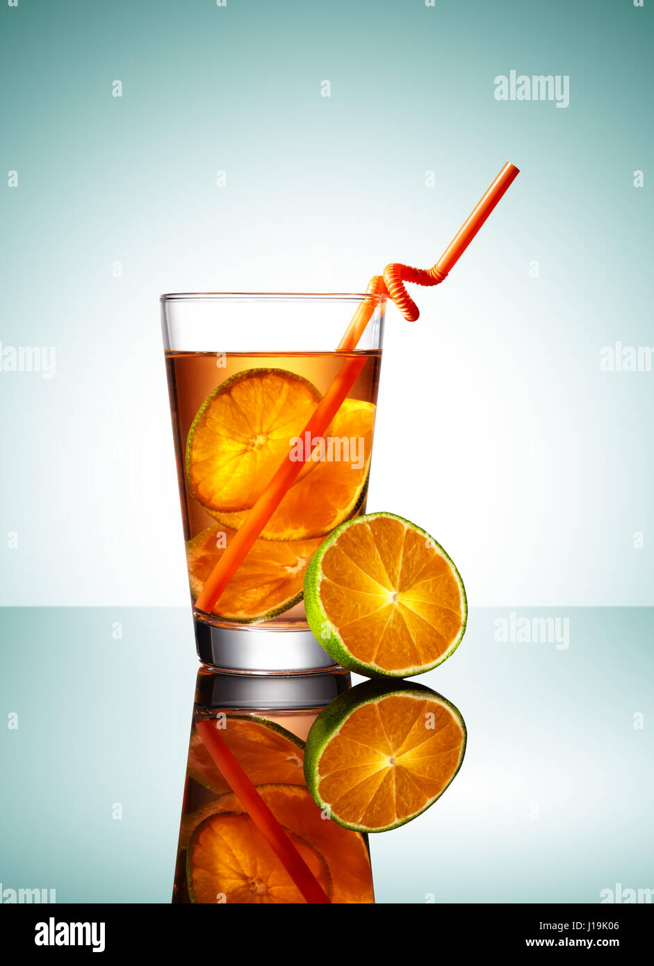 Glass of Mandarin Juice with orange slices Stock Photo - Alamy