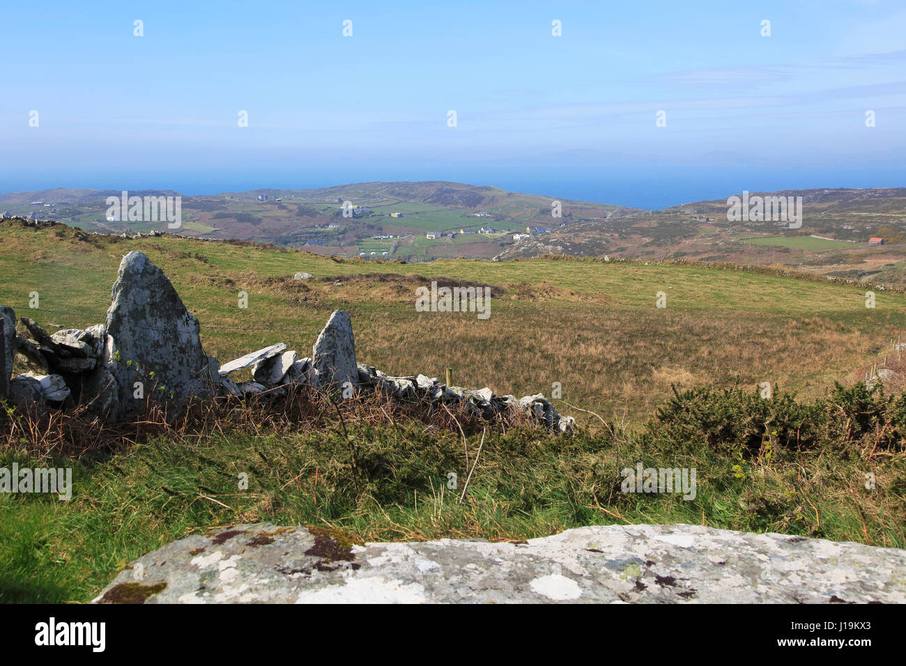 Landscape view over farmland, Cape Clear Island, County Cork, Ireland ...