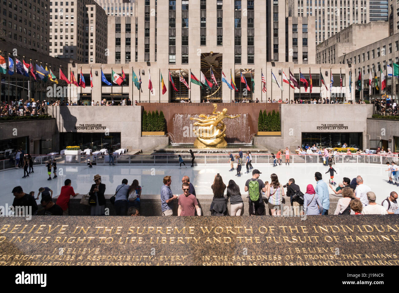 Golden Prometheus Statue Rockefeller Center Stock Photos & Golden ...