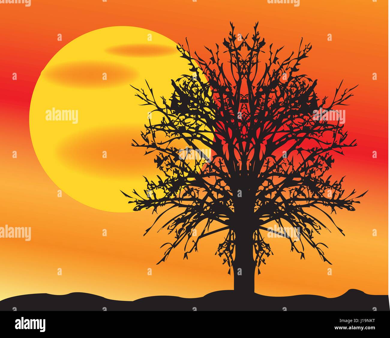 Landscape with sun and tree Stock Vector Image & Art - Alamy