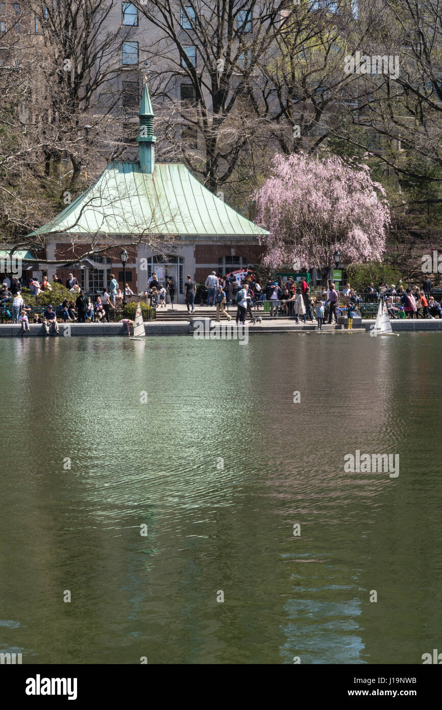 Conservatory Water, Central Park in Springtime, NYC, USA Stock Photo ...