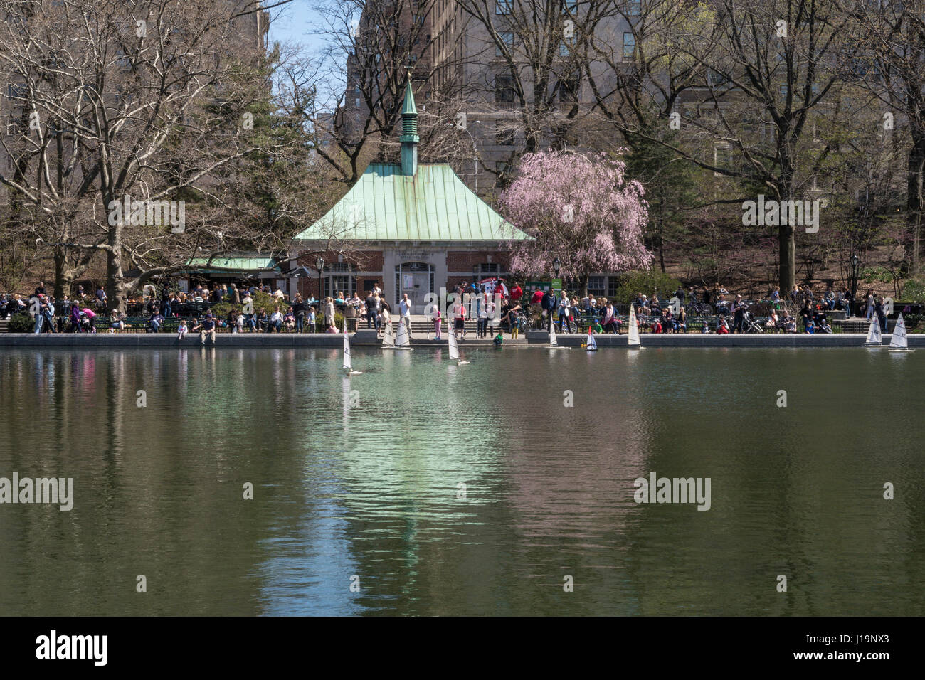 Conservatory Water, Central Park in Springtime, NYC, USA Stock Photo ...