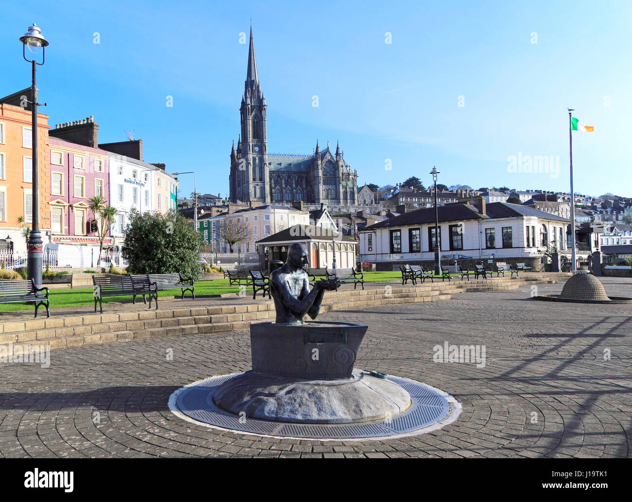 Town centre historic buildings and cathedral, Cobh, County Cork ...