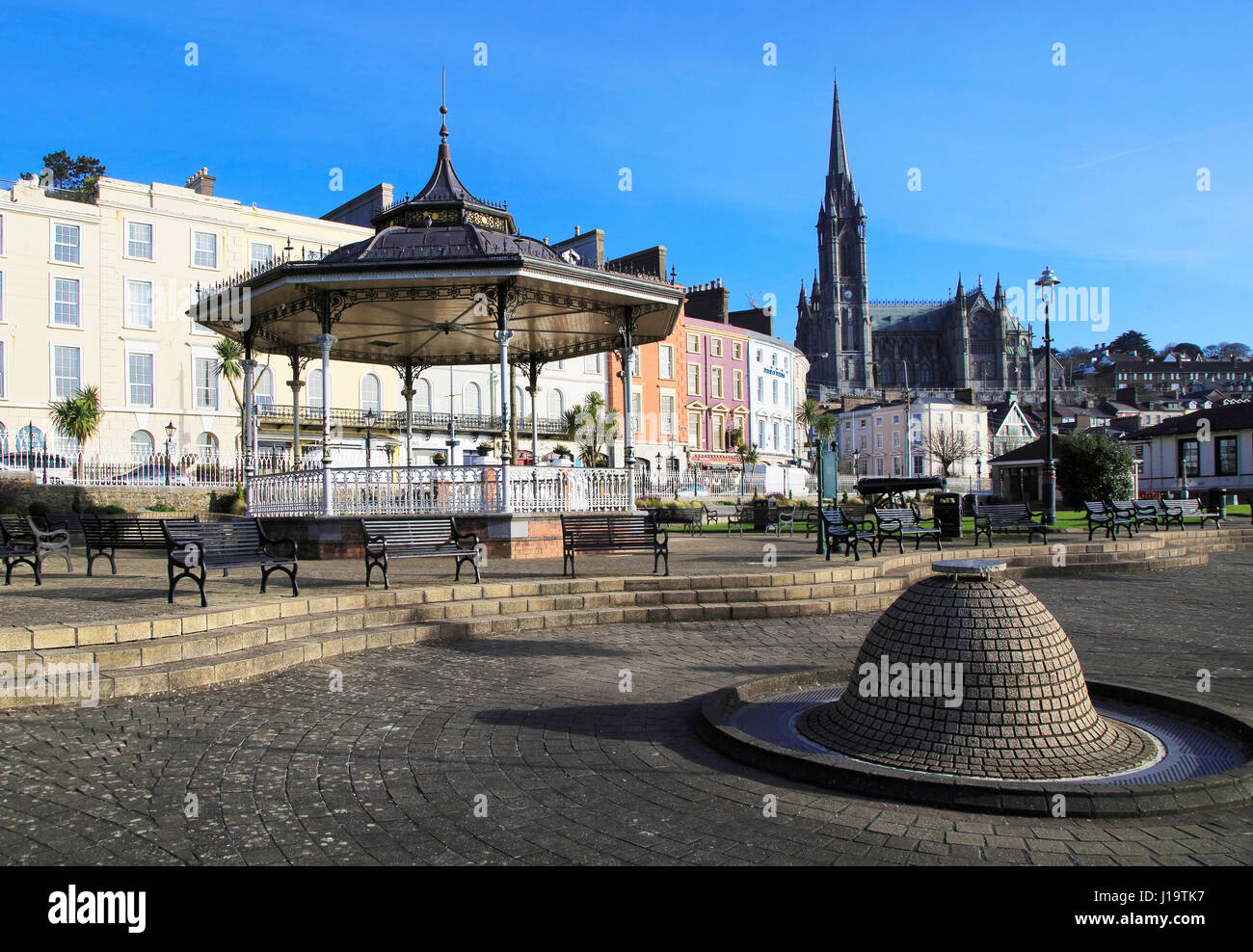 Town centre historic buildings and cathedral, Cobh, County Cork ...
