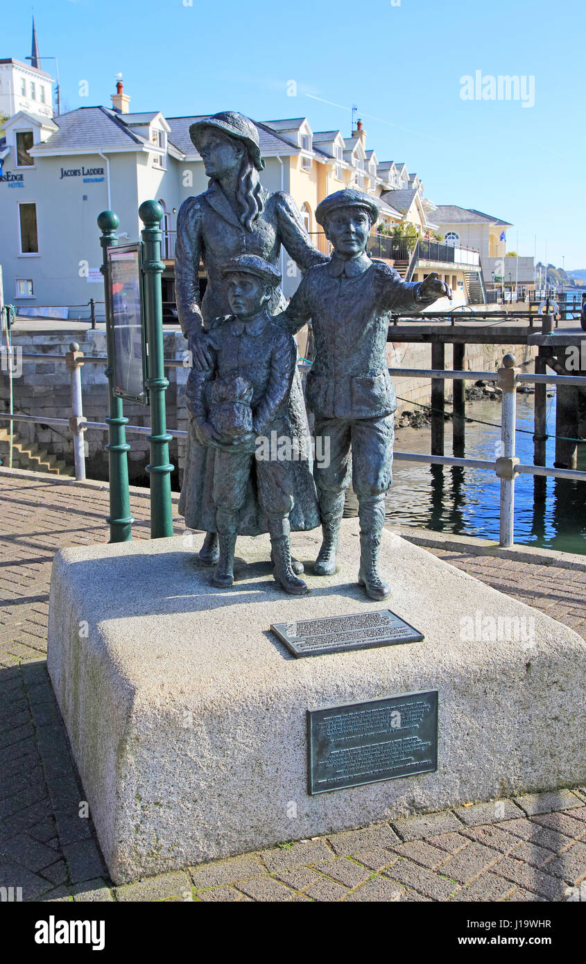 Sculpture of Annie Moore first emigrant at Ellis Island, outside ...
