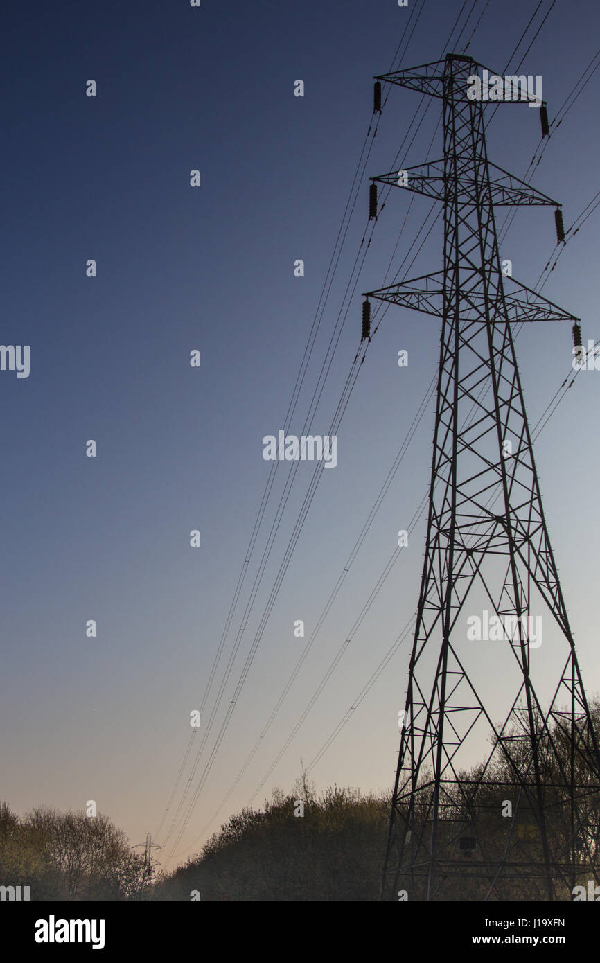 Electricity pylons Cables Stock Photo - Alamy