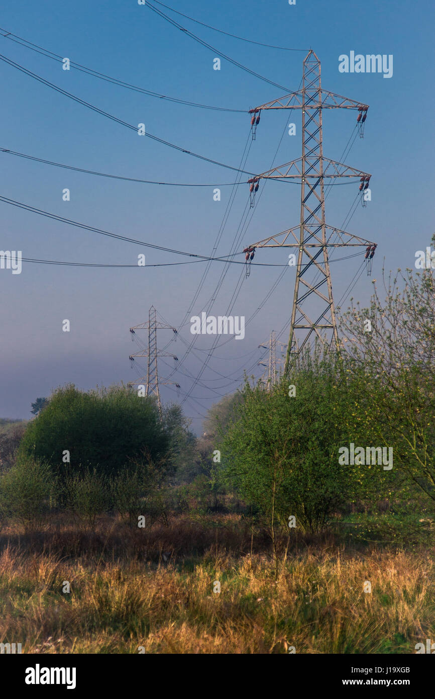 Electricity pylons Cables Stock Photo - Alamy