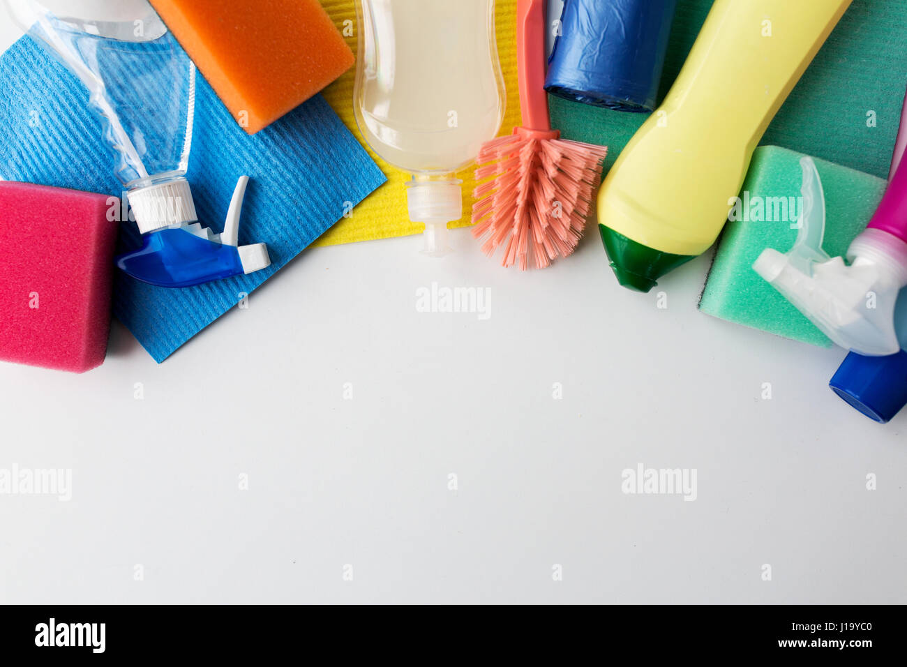 cleaning stuff on white background Stock Photo - Alamy