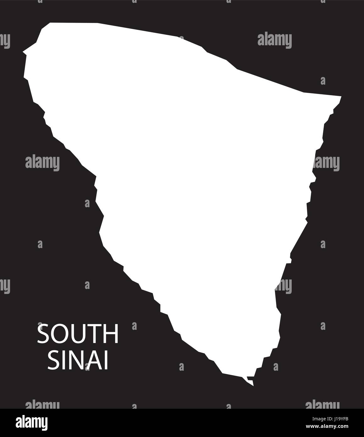 South Sinai Egypt map black inverted silhouette illustration Stock ...