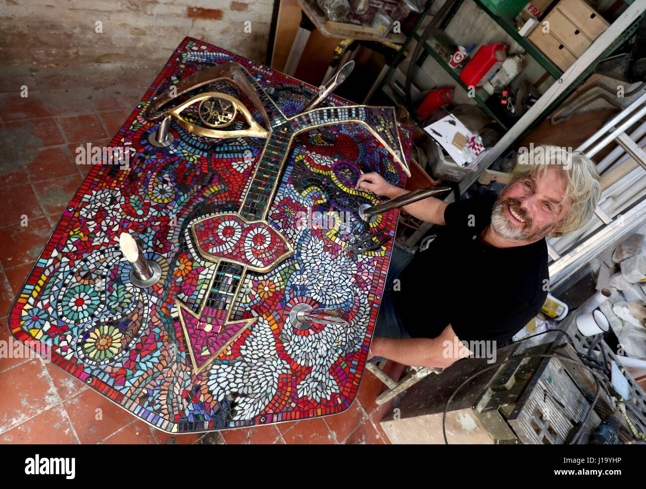 Guy Portelli with his sculpture of the US pop legend Prince at his ...
