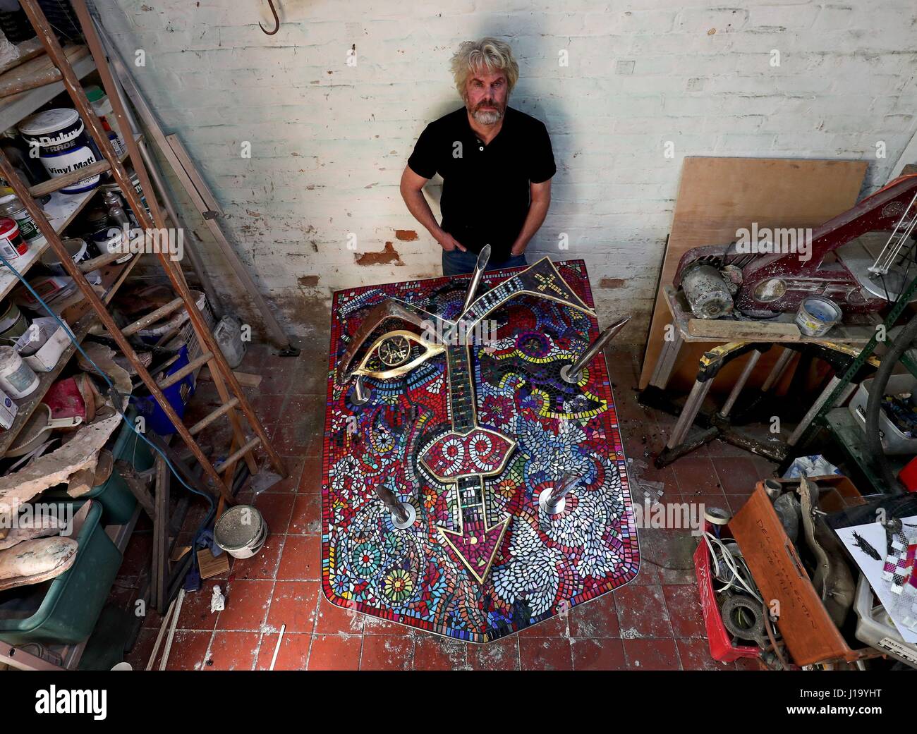 Guy Portelli with his sculpture of the US pop legend Prince at his ...