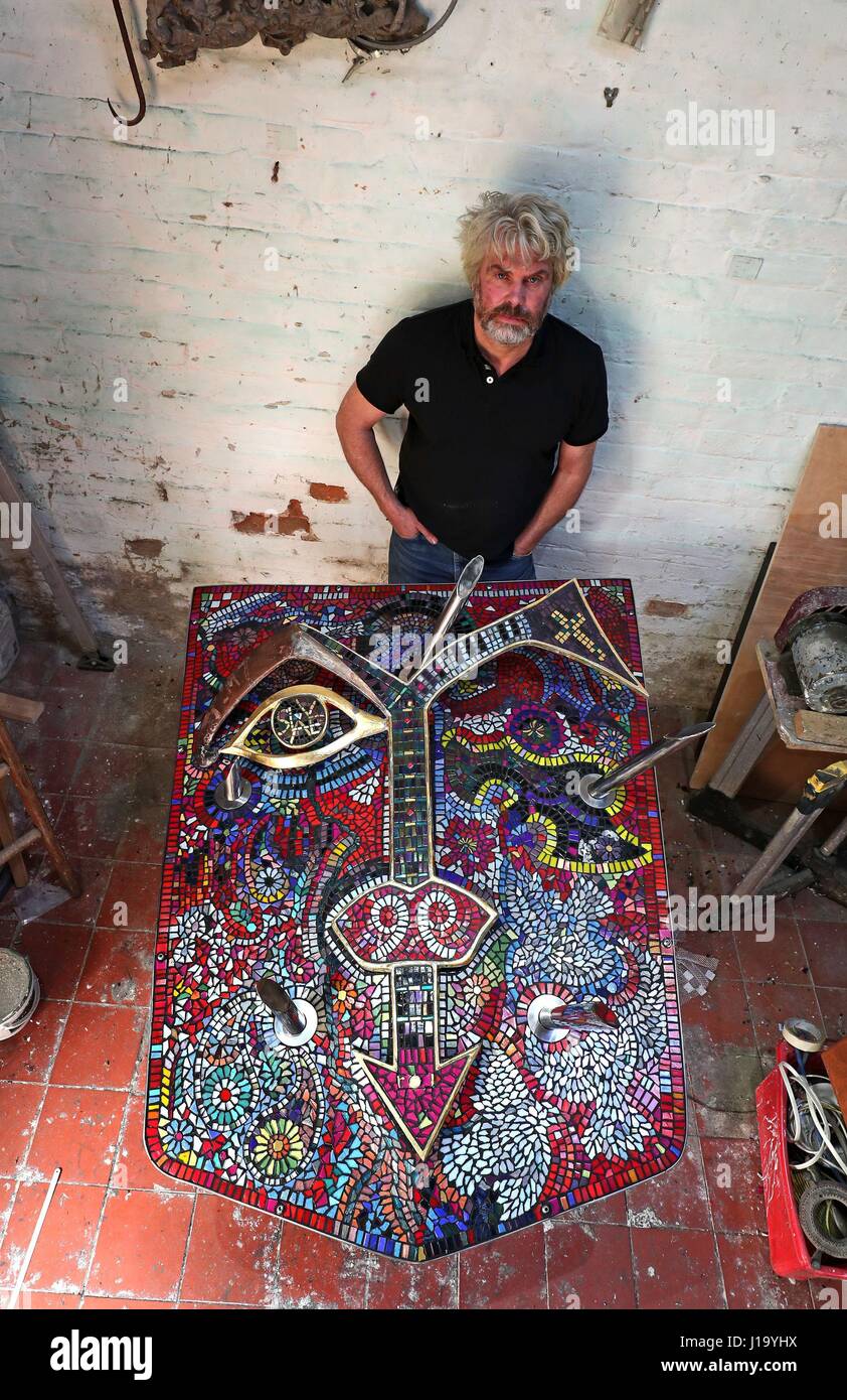 Guy Portelli with his sculpture of the US pop legend Prince at his ...