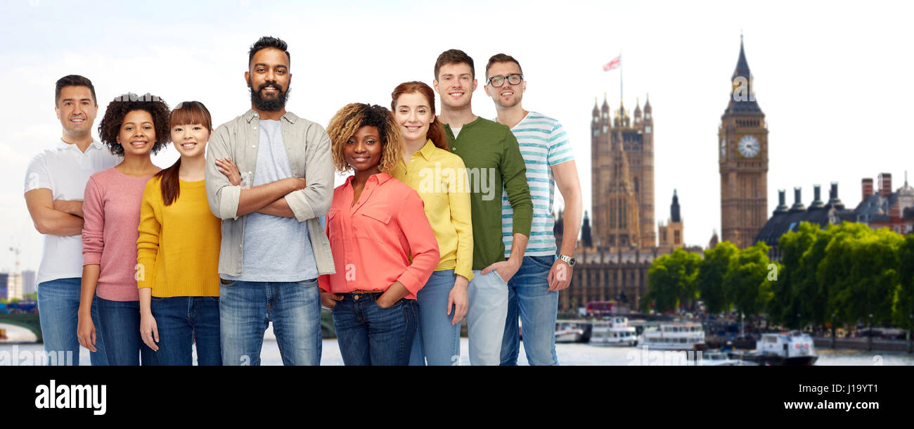 international group of happy people in london Stock Photo - Alamy