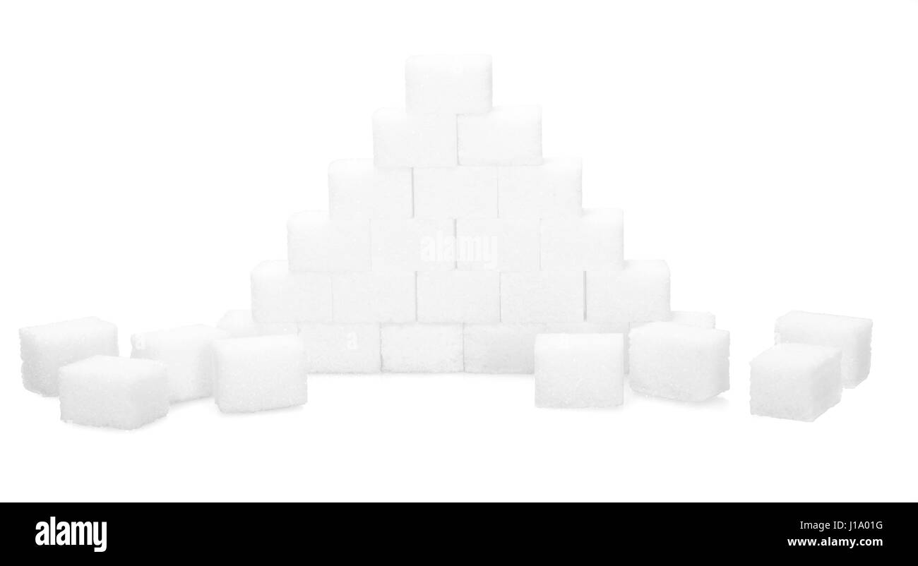 Pyramid of sugar cubes Isolated on white background Stock Photo - Alamy