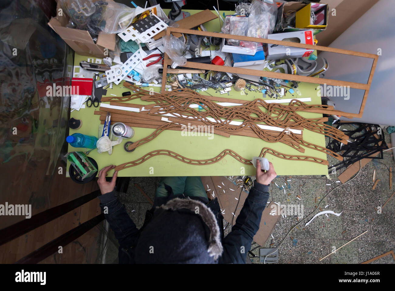 Small workroom with architecture dummy manufacturing Stock Photo - Alamy