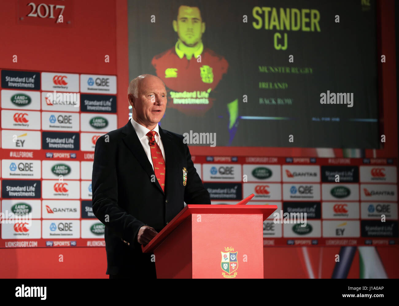 Tour manager John Spencer with CJ Stander on the big screen during the ...