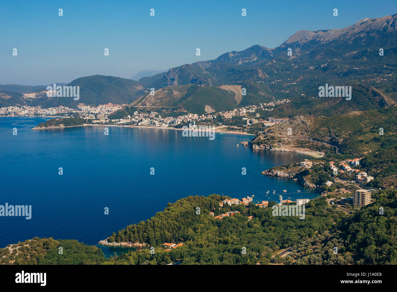 Panorama of the coastline of Budva Riviera Stock Photo - Alamy