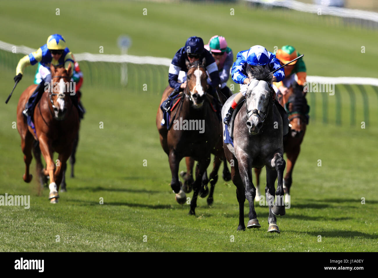 Gunmetal ridden by jockey Andrea Atzeni on the way to winning the ...