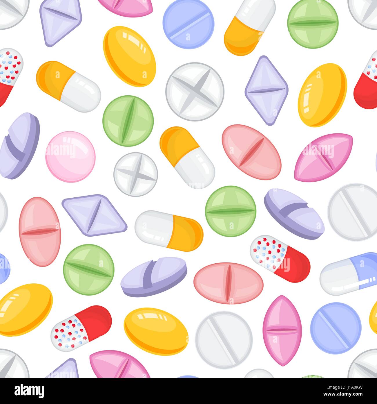 Vector heap of tablets and capsules. Seamless pattern tile Stock Vector ...