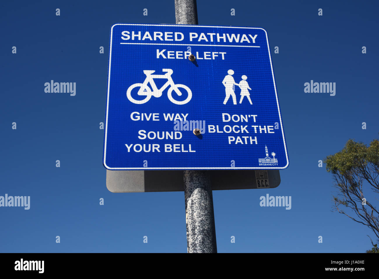 Shorncliffe, Queensland, Australia: Shared Pathway sign for pedestrians ...