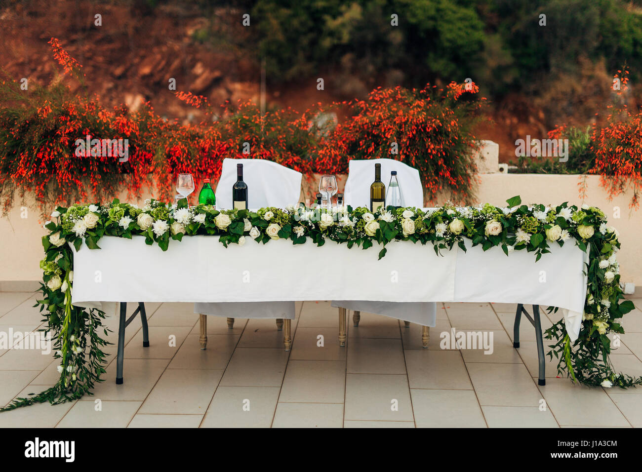 Wedding table in the mountains Stock Photo - Alamy