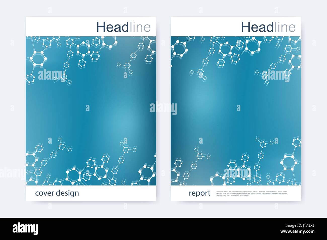 Scientific brochure design template. Vector flyer layout, Molecular ...