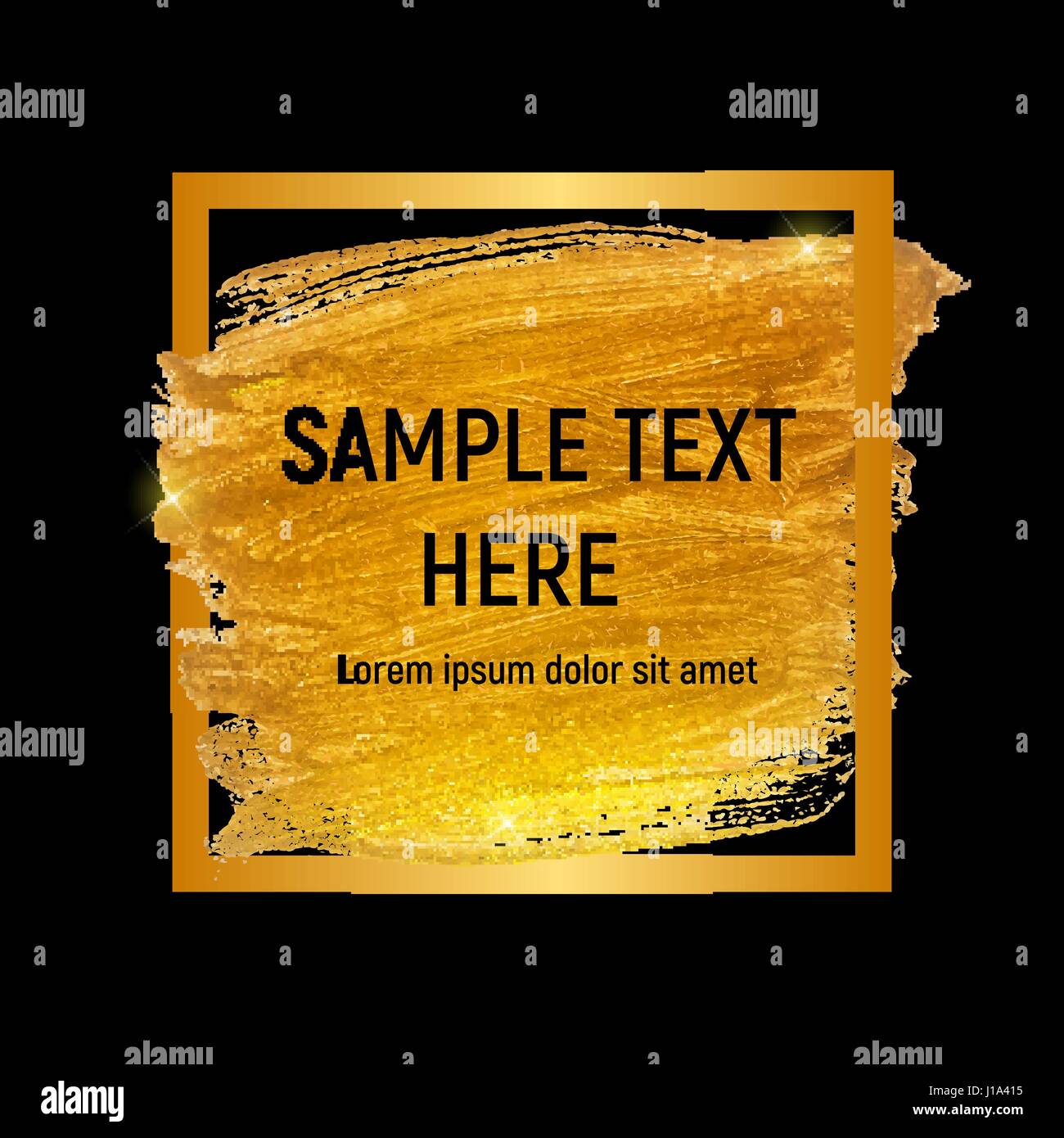 Gold Paint Glittering Textured Art with Frame and Sample Text Ve Stock ...