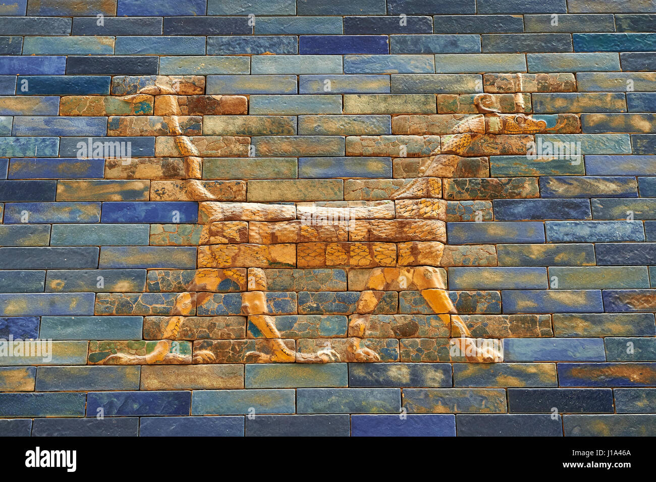 Coloured glazed brick panels of the facade of the first smaller Ishtar ...
