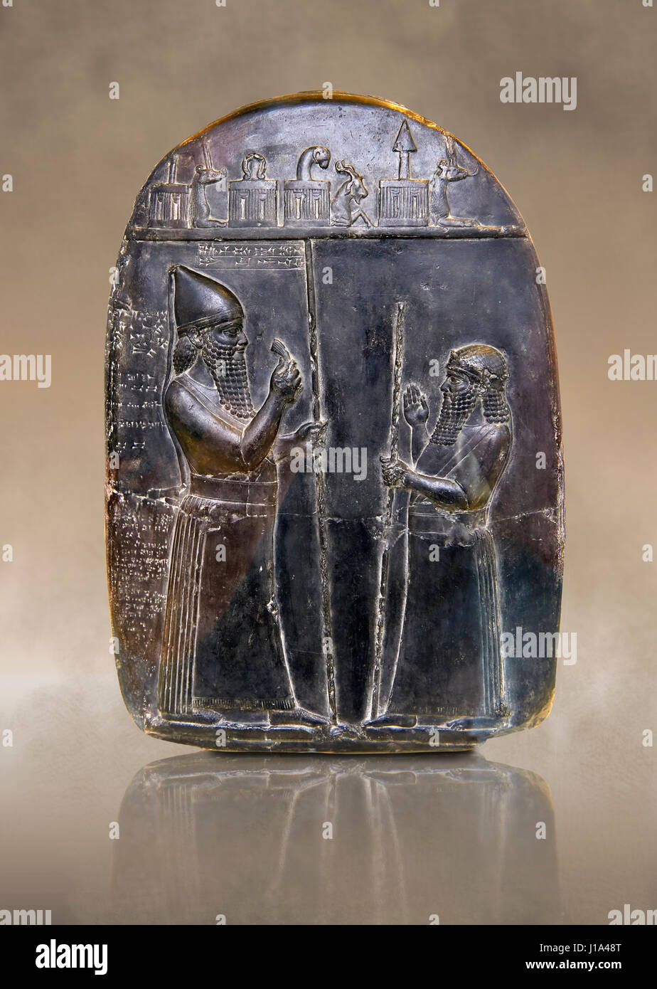 Babylonian stone relief sculpture. announcing a land deed of Adad-apla ...