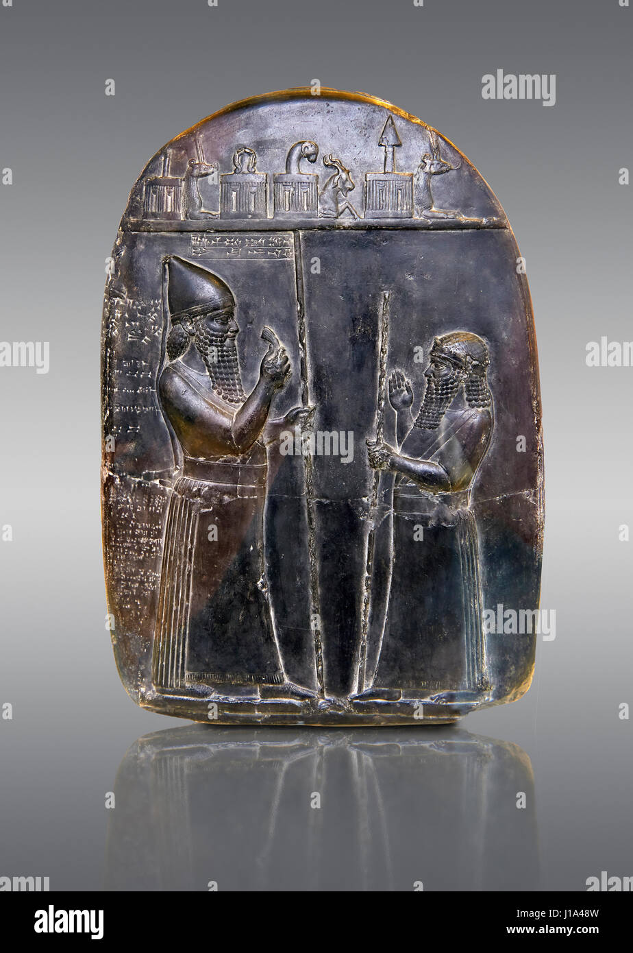 Babylonian stone relief sculpture. announcing a land deed of Adad-apla ...