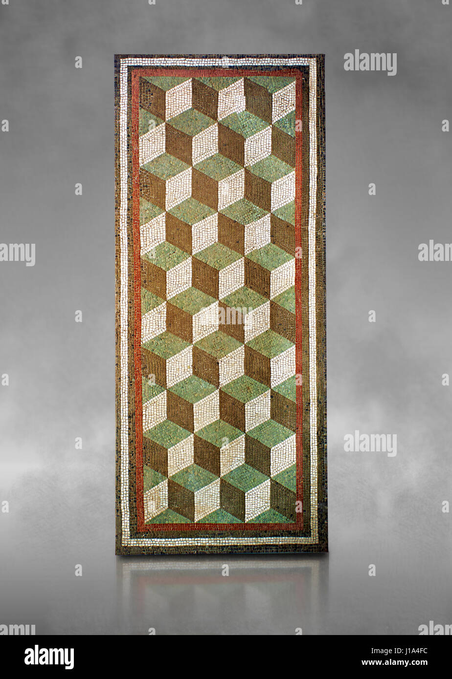 Roman geometric floor mosaic with diminutional cube designs, Roman ...