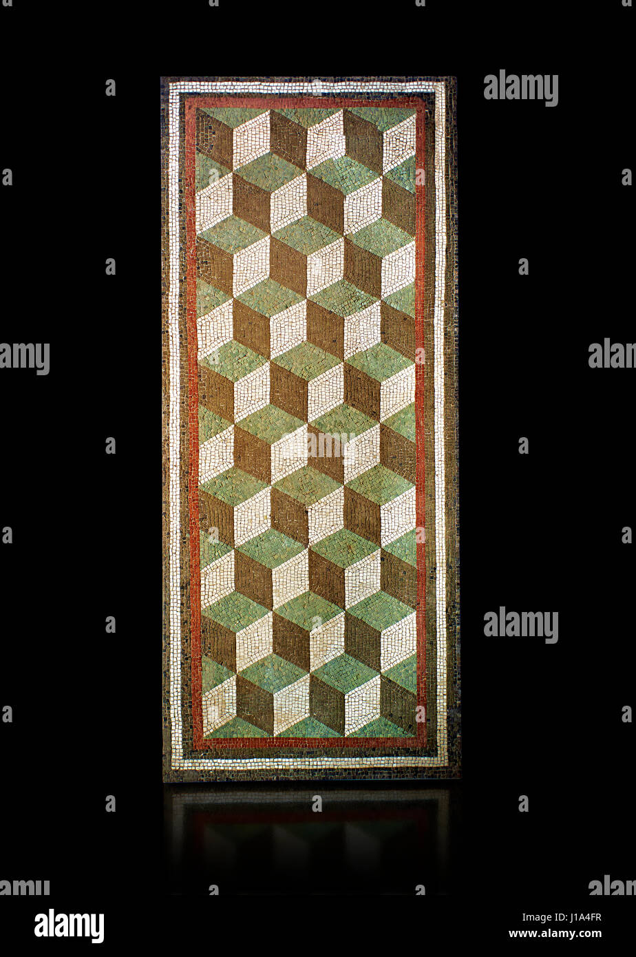 Roman geometric floor mosaic with diminutional cube designs, Roman ...