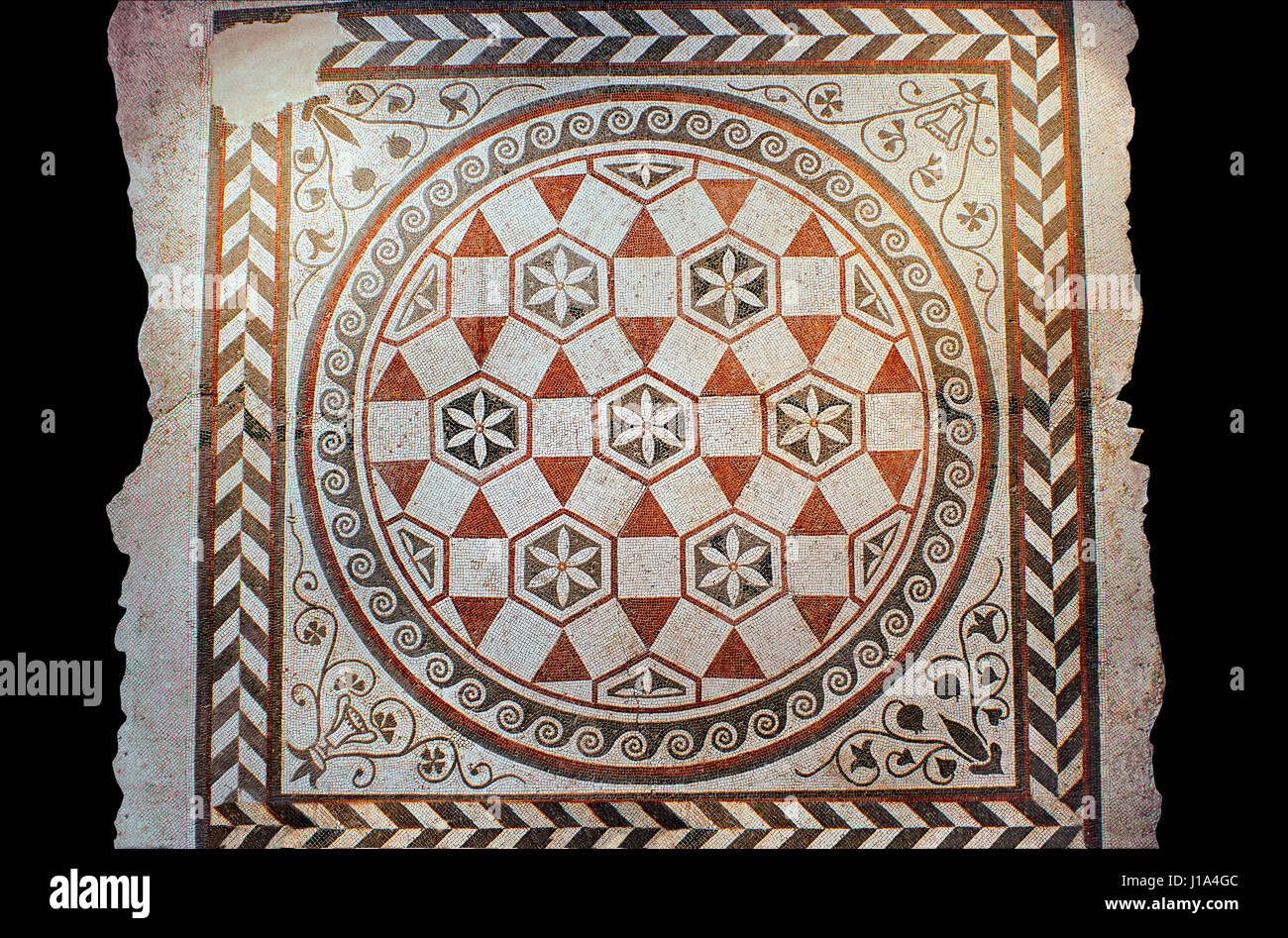 Roman geometric floor mosaic from the Villa of Castel di Guido, Rome ...