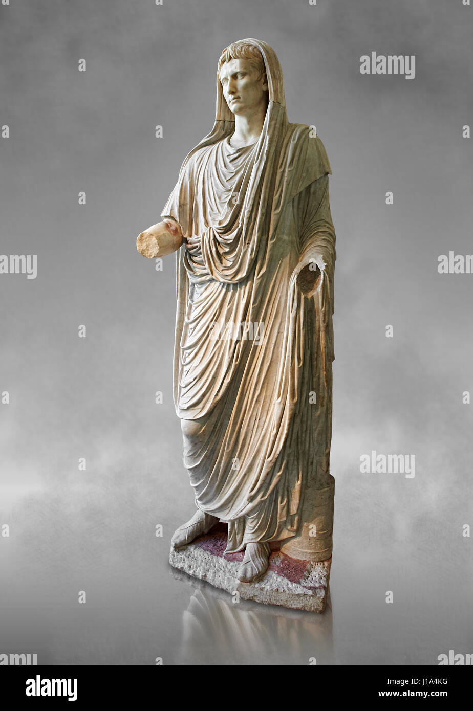 Roman statue of Augustus as Pontifex Maximus, circa 17-14 BC. This ...