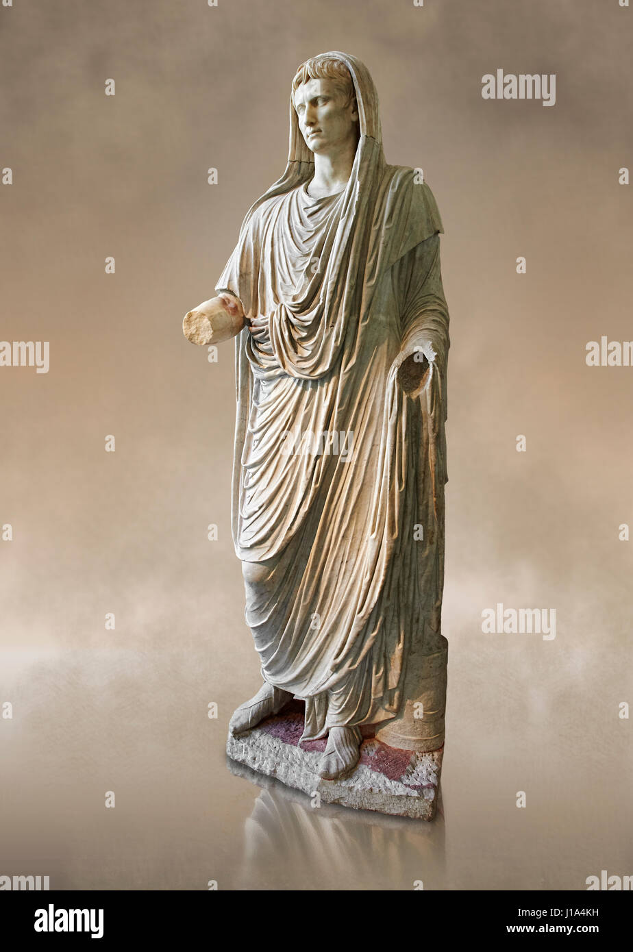 Roman statue of Augustus as Pontifex Maximus, circa 17-14 BC. This ...