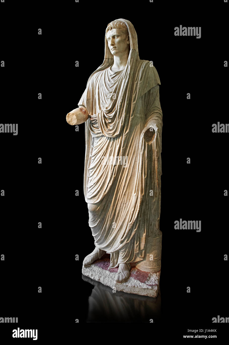 Roman statue of Augustus as Pontifex Maximus, circa 17-14 BC. This ...