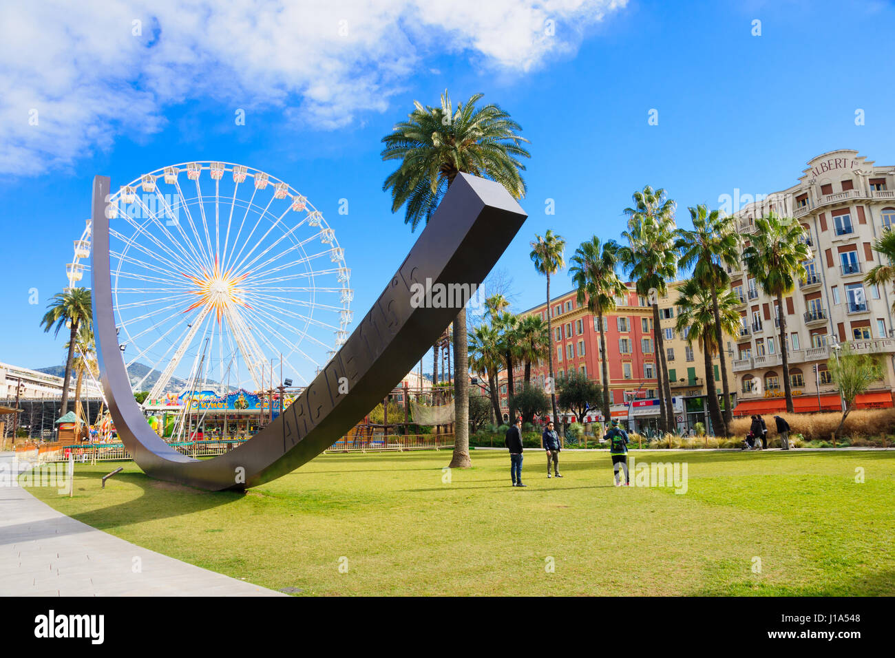 NICE, FRANCE - JAN 26, 2015: Scene of local and tourist in the Place ...