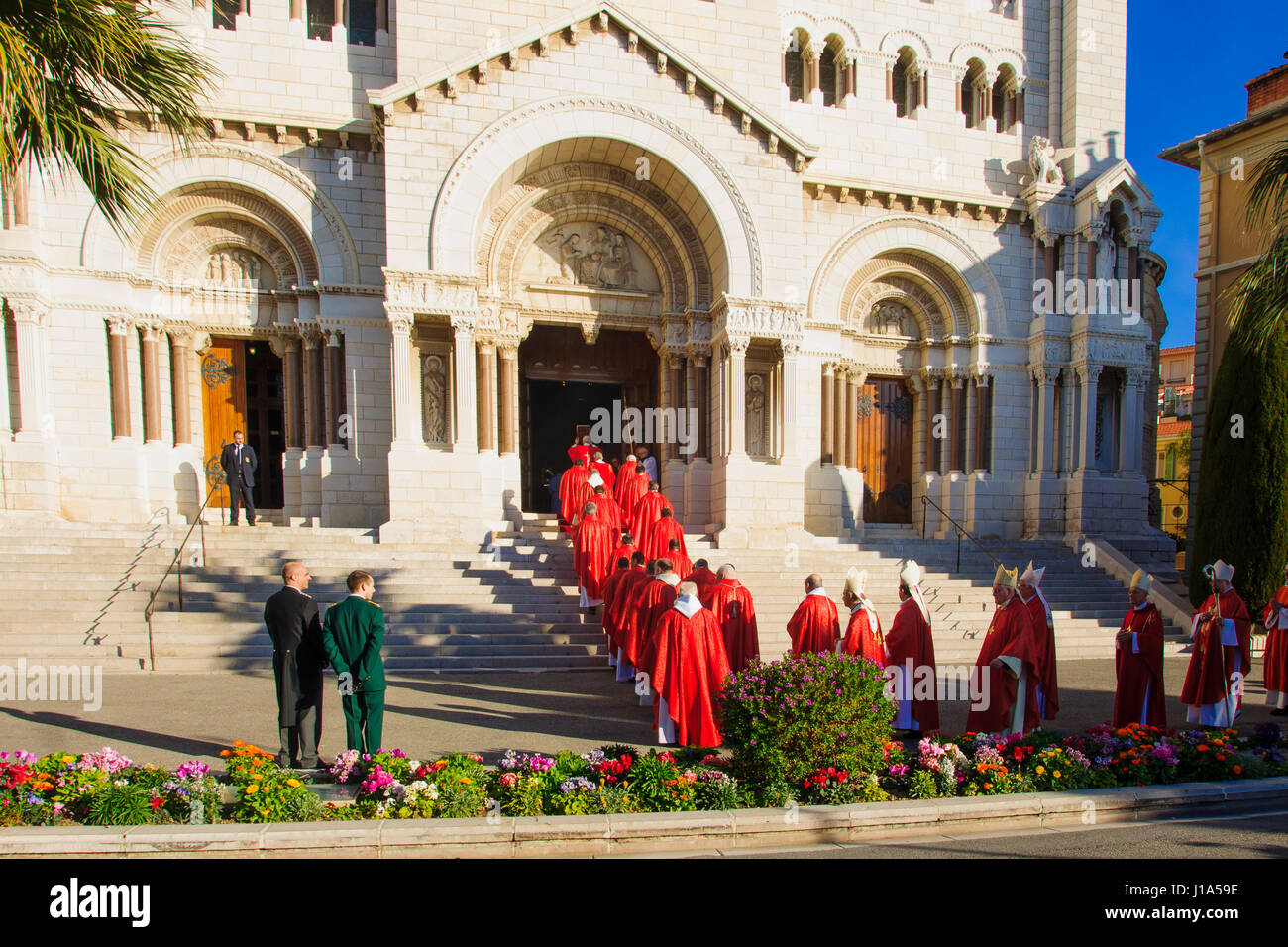 MONACO-VILLE, MONACO - JAN 27, 2015: The priests of the church of ...