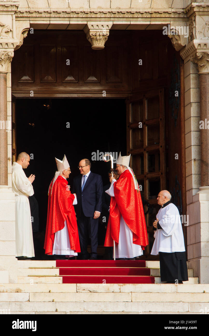MONACO-VILLE, MONACO - JAN 27, 2015: Prince Albert II leaves the ...