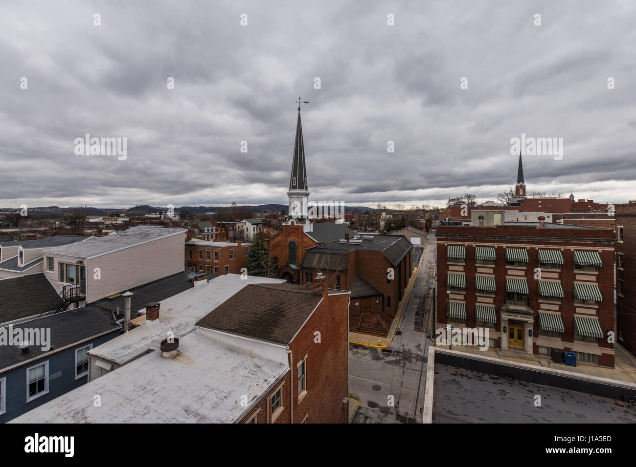 Aerial of downtown historic york, pennsylvania in spring Stock Photo ...